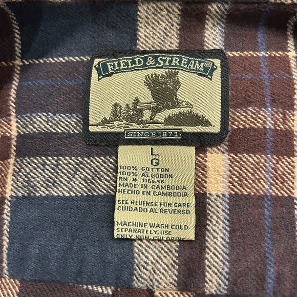 Field & Stream | Shirts | Vintage Field Stream Heavy Brown Plaid ...